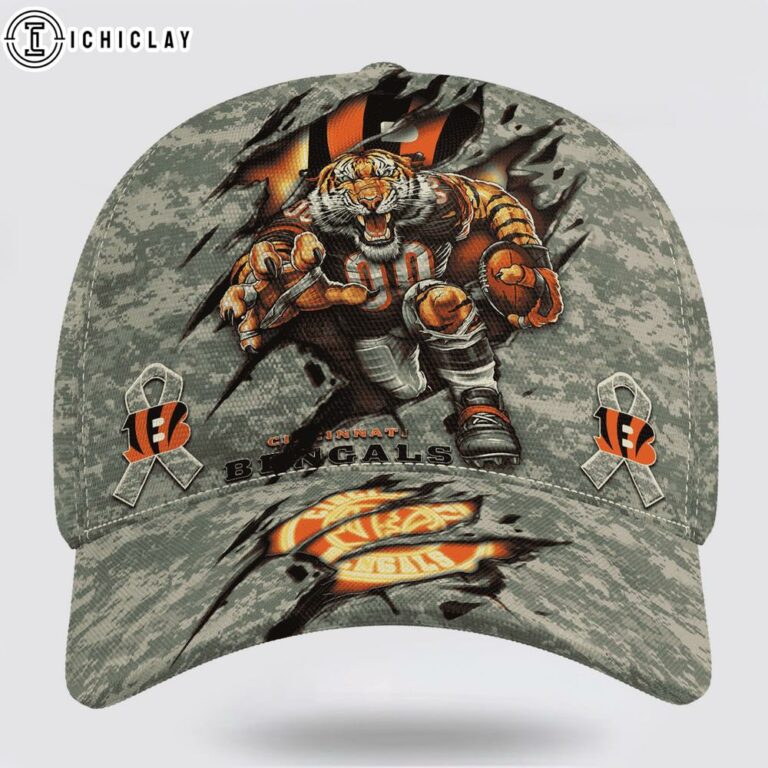 Custom Name And Number NFL Bengals Camo Mascot Classic Baseball Cap ...