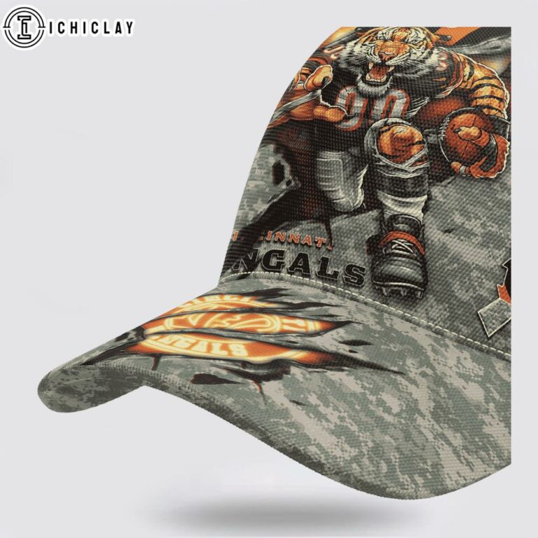 Custom Name And Number NFL Bengals Camo Mascot Classic Baseball Cap ...